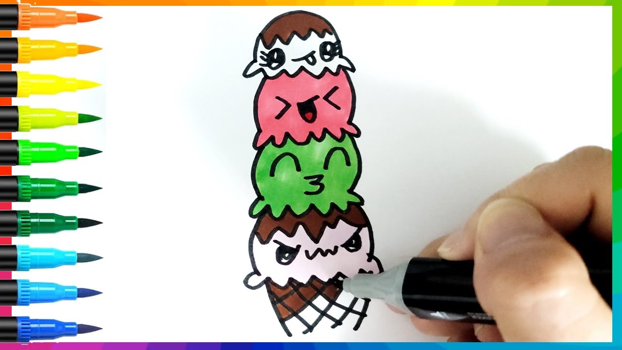 How To Draw An Ice Cream Tower | Gary Art - YouTube
