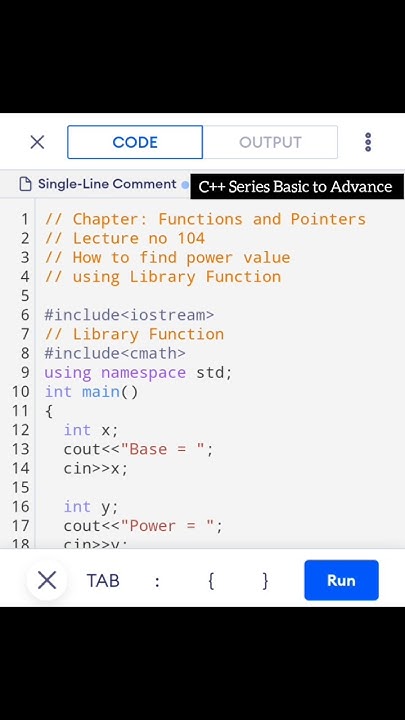C++ Series|Lecture no 104|"Finding Power using Library Function"#Coding ...