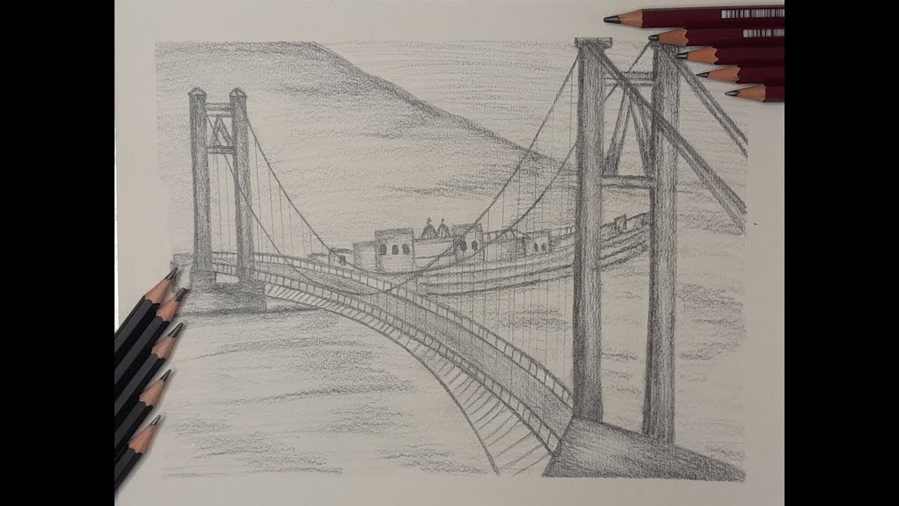 Ram Jhula Rishikesh pencil drawing. Drawing made easy. #drawing # ...