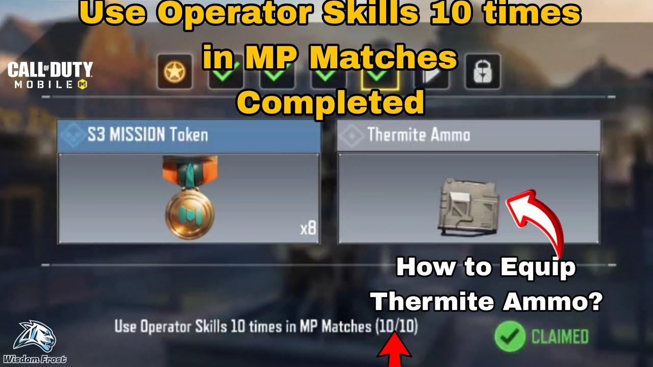 Use Operator Skills 10 times in MP Matches | How to Equip Thermite Ammo ...