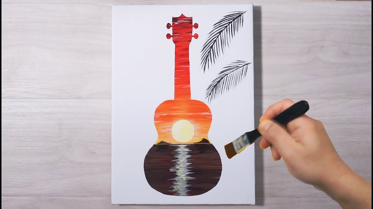 Landscape Acrylic Painting #25 / Ukulele Sunset / Relax in painting ...