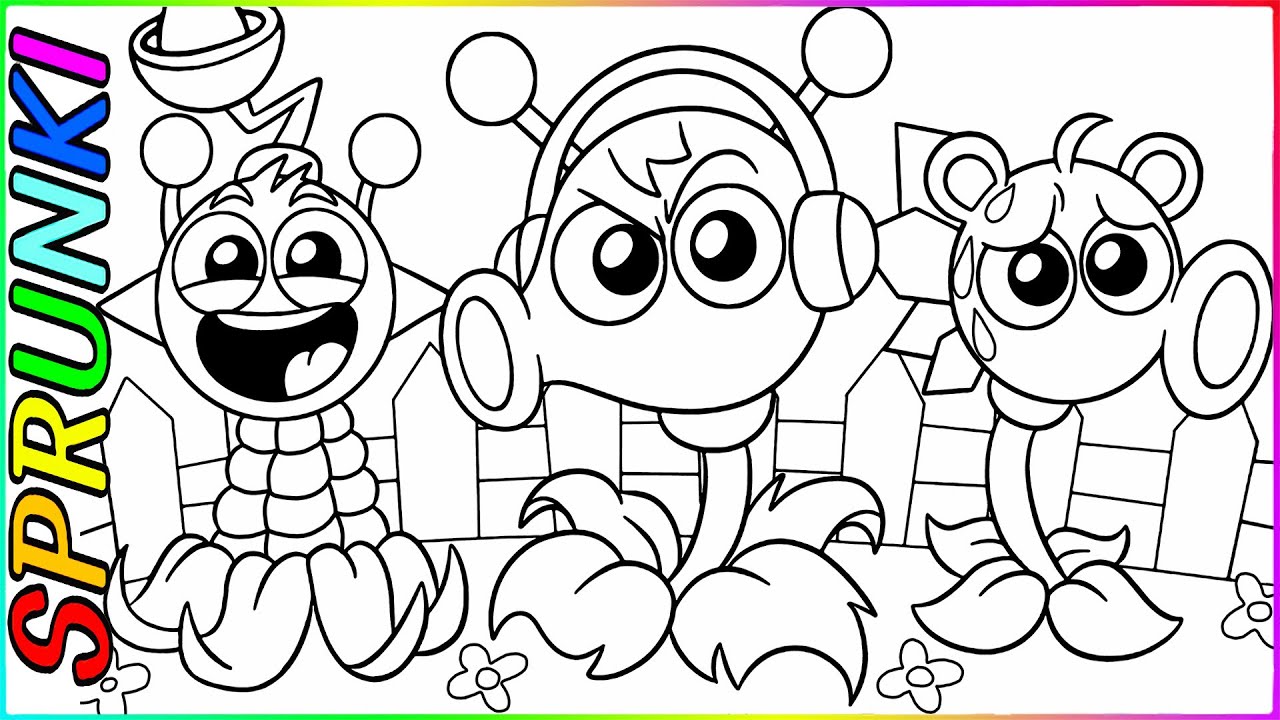 SPRUNKI PLANTAS VS ZOMBIES! / NEW COLORING PAGES - YouTube