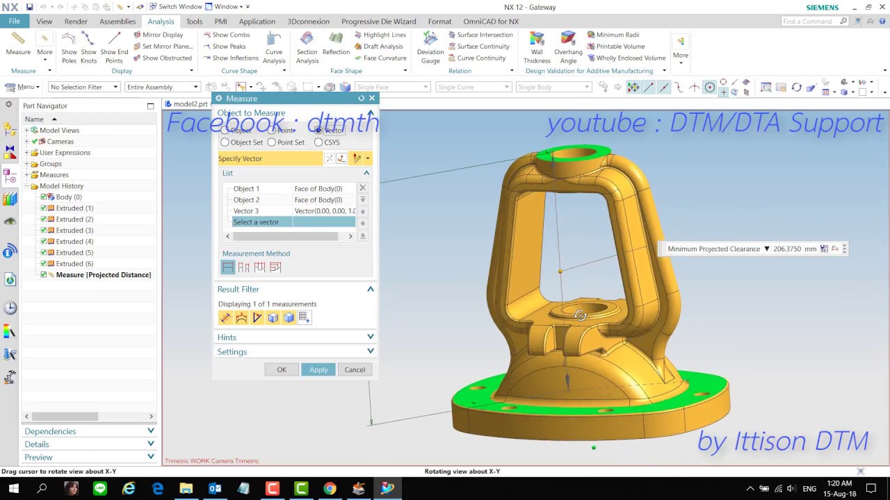 how to use measure command for various measurements in Siemens NX12.0.2 ...