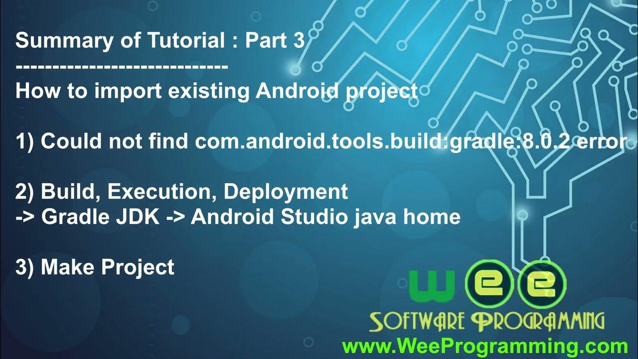 Part 3 of how to import existing Android project : Could not find Gradle - YouTube