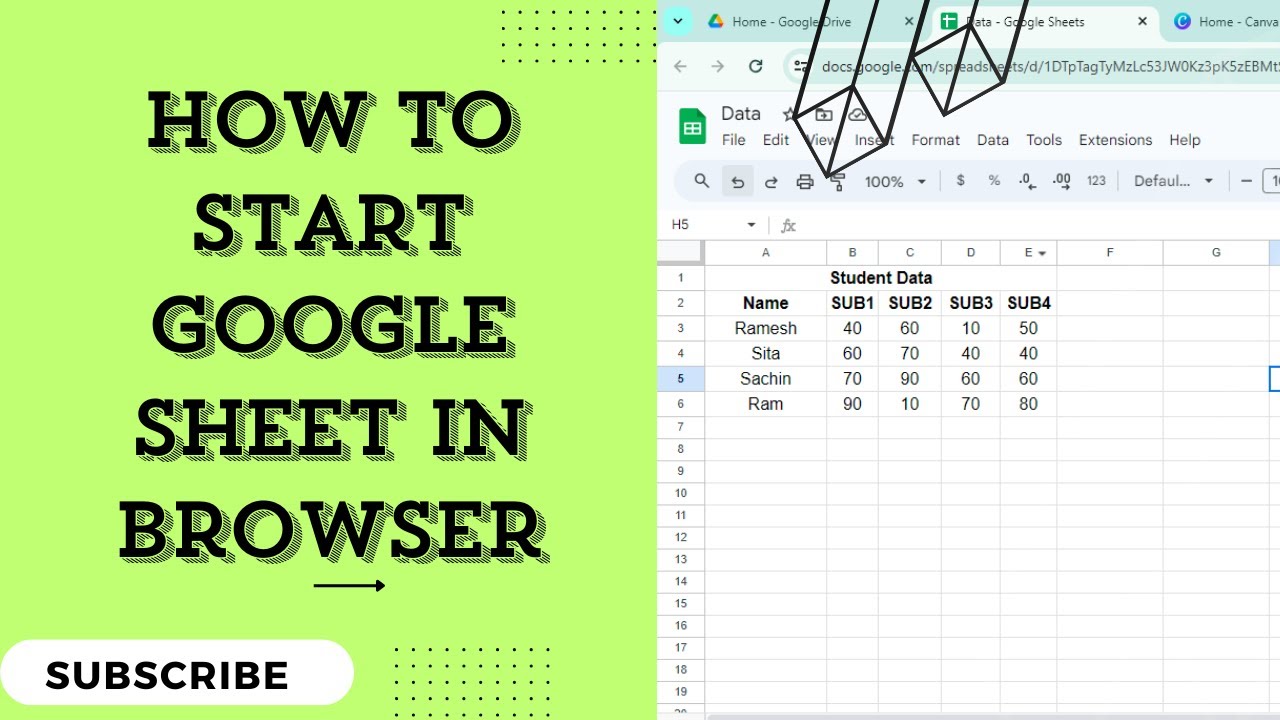 How To Start Google Sheet In Browser - YouTube