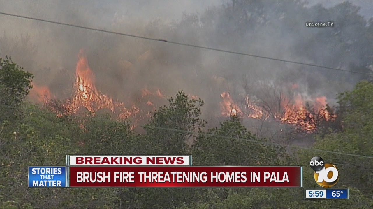 Crews fight Pala brush fire from the ground, air - YouTube