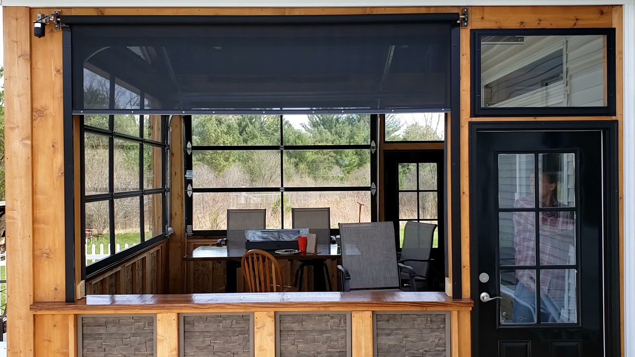 $300 DIY Homemade motorized retractable porch patio wall sun shade ...