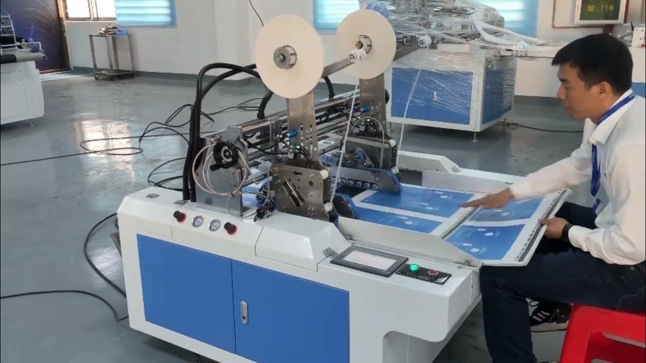 Semi-auto double sided tape pasting machine - YouTube