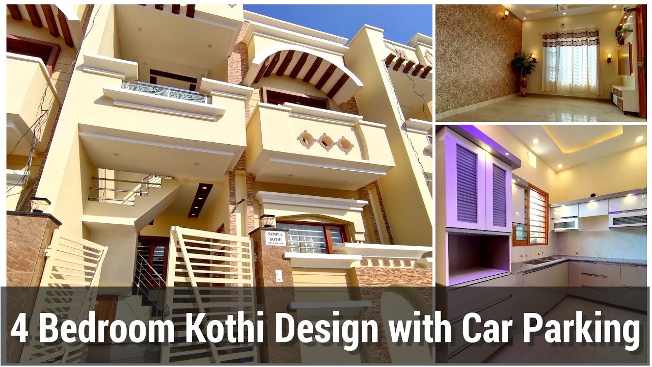 Double Story 4 Bedroom Kothi 100Gaj with Car Parking Gated Society ...