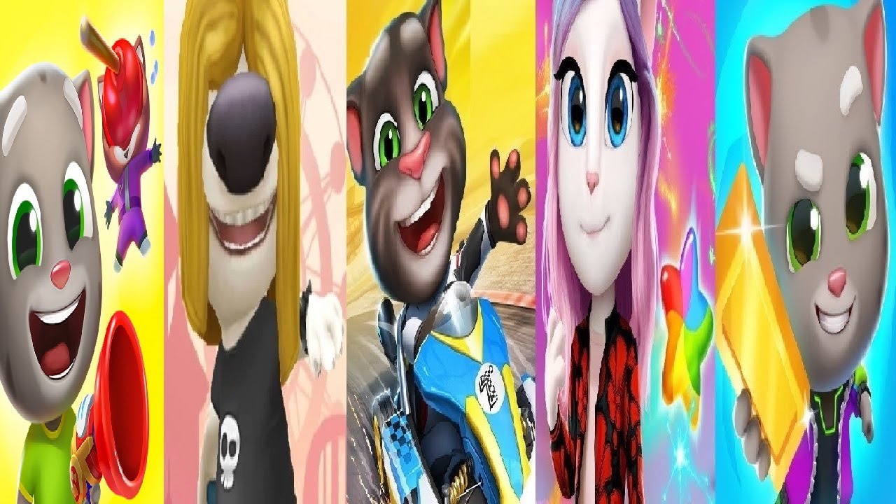 Talking Tom Blast Park VS TALKING TOM GOLD RUN 2 Tom Karting ANGELA ...