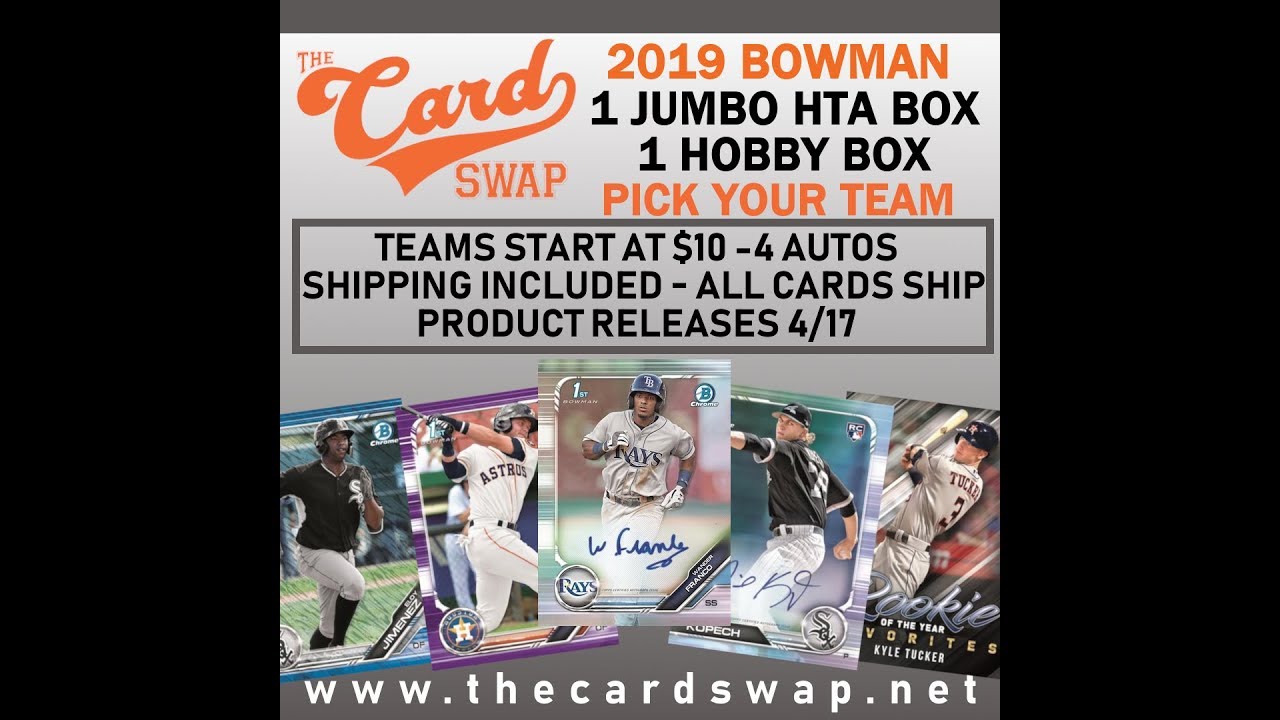 2019 Bowman 2-Box Break (1 Jumbo HTA + 1 Hobby) - 4/17/19 - YouTube