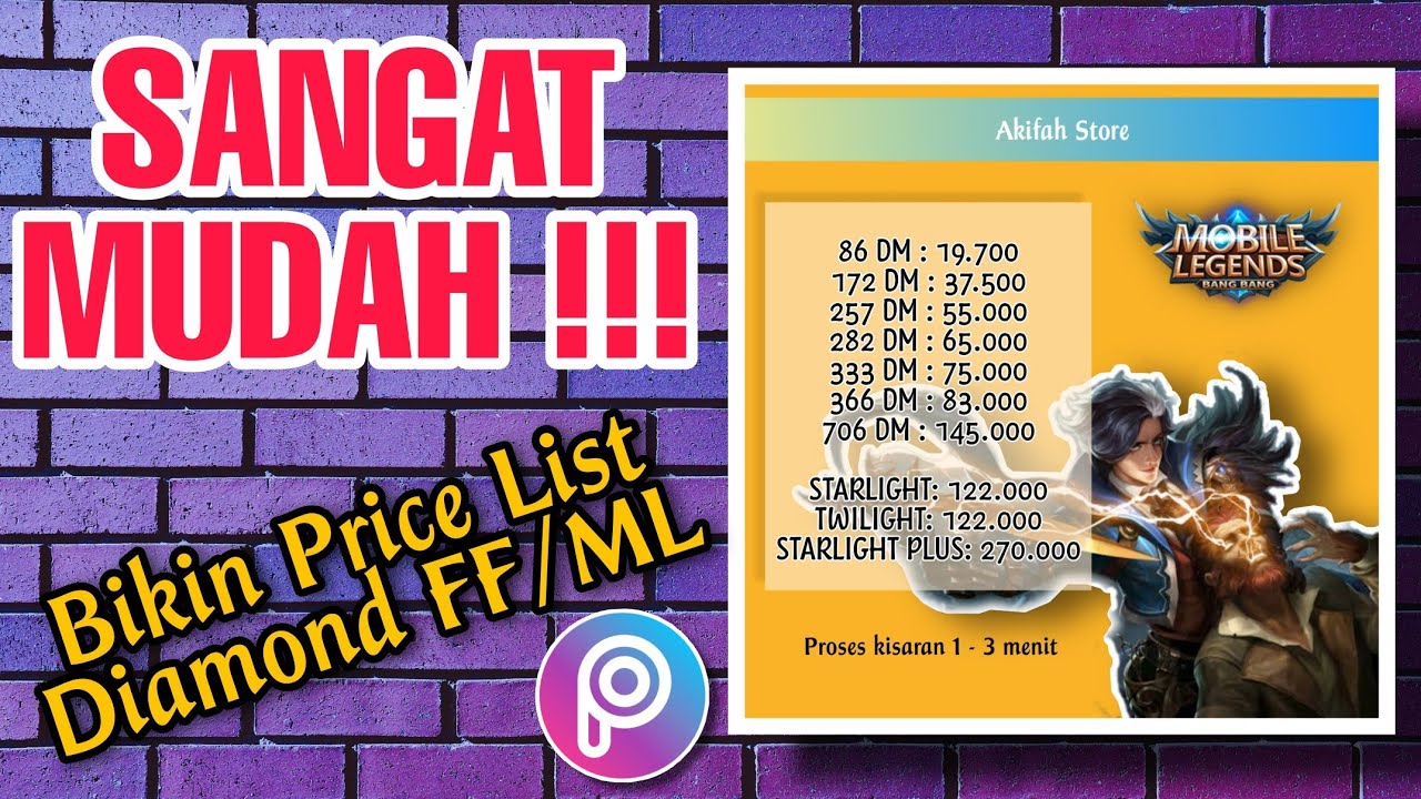 Cara Mudah Bikin Daftar Harga Diamonds Menggunakan PicsArt Simple Price ...