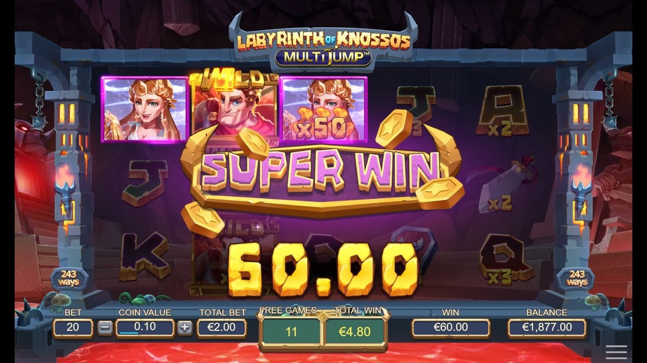 Labyrinth Of Knossos MultiJump slot by Dream Tech - Gameplay - YouTube