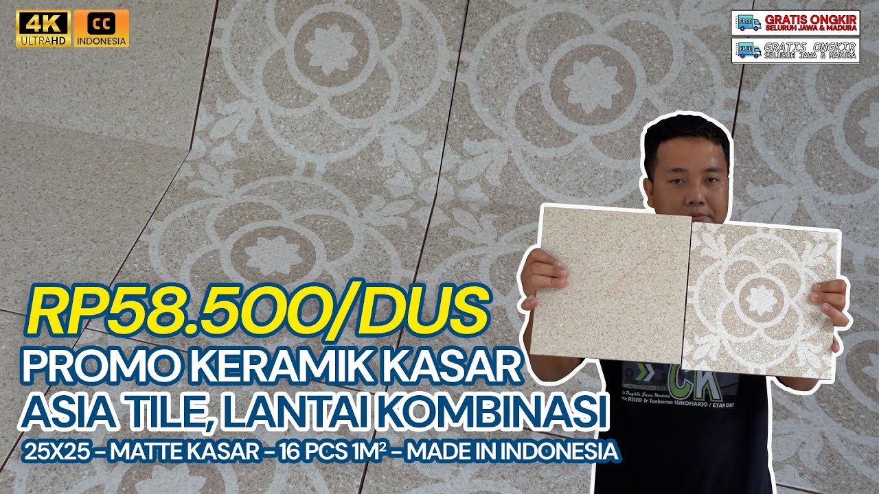 PROMO KERAMIK MOTIF TERASO‼ ASIA TILE KASAR, 25X25 CUMA Rp58.500/DUS ...