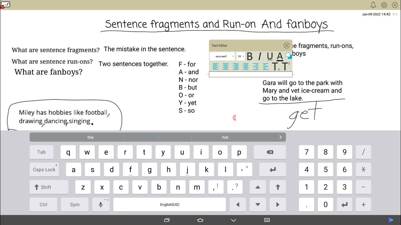 Sentence fragments, run-ons, and fanboys - YouTube