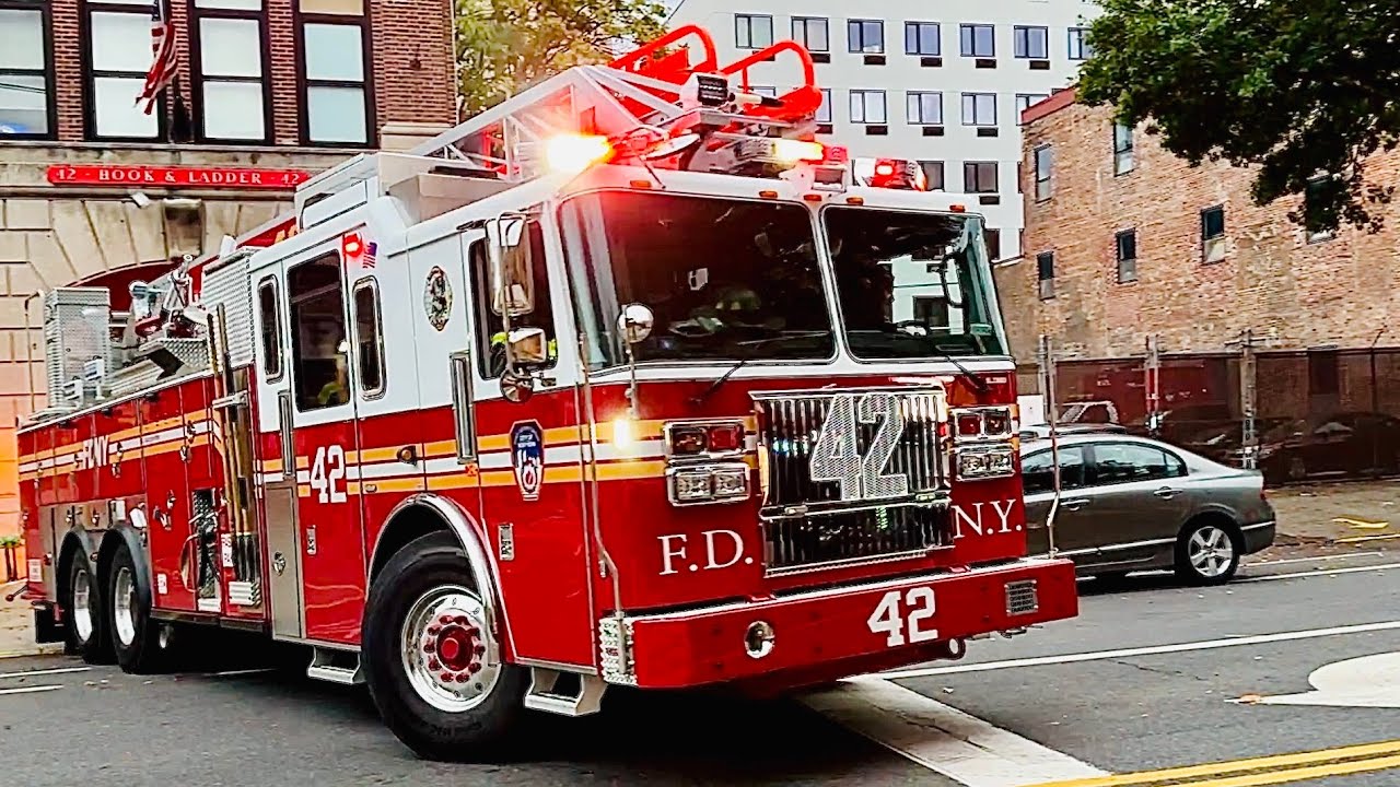 **1ST VIDEO OF BRAND NEW 2023 FDNY LADDER 42** RESPONDING FROM QUARTERS ...