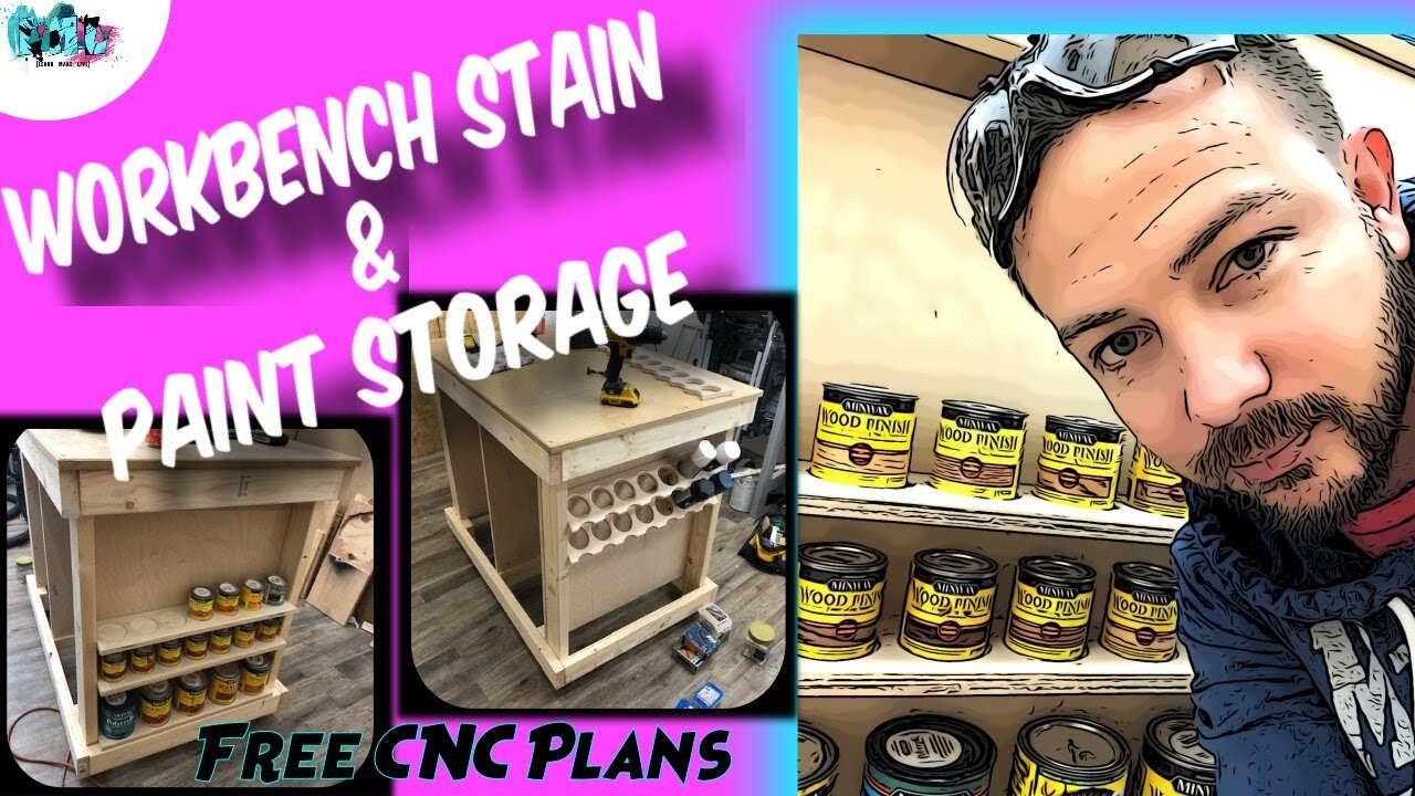 DIY Work Bench Spray Paint and Wood Stain Can Storage - Free CNC Files ...