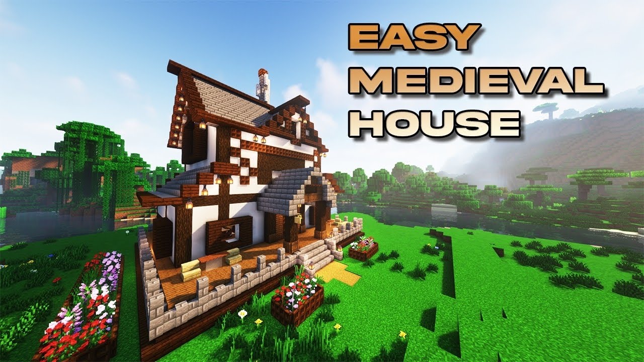 Easy Minecraft Medieval House tutorial + Download - YouTube