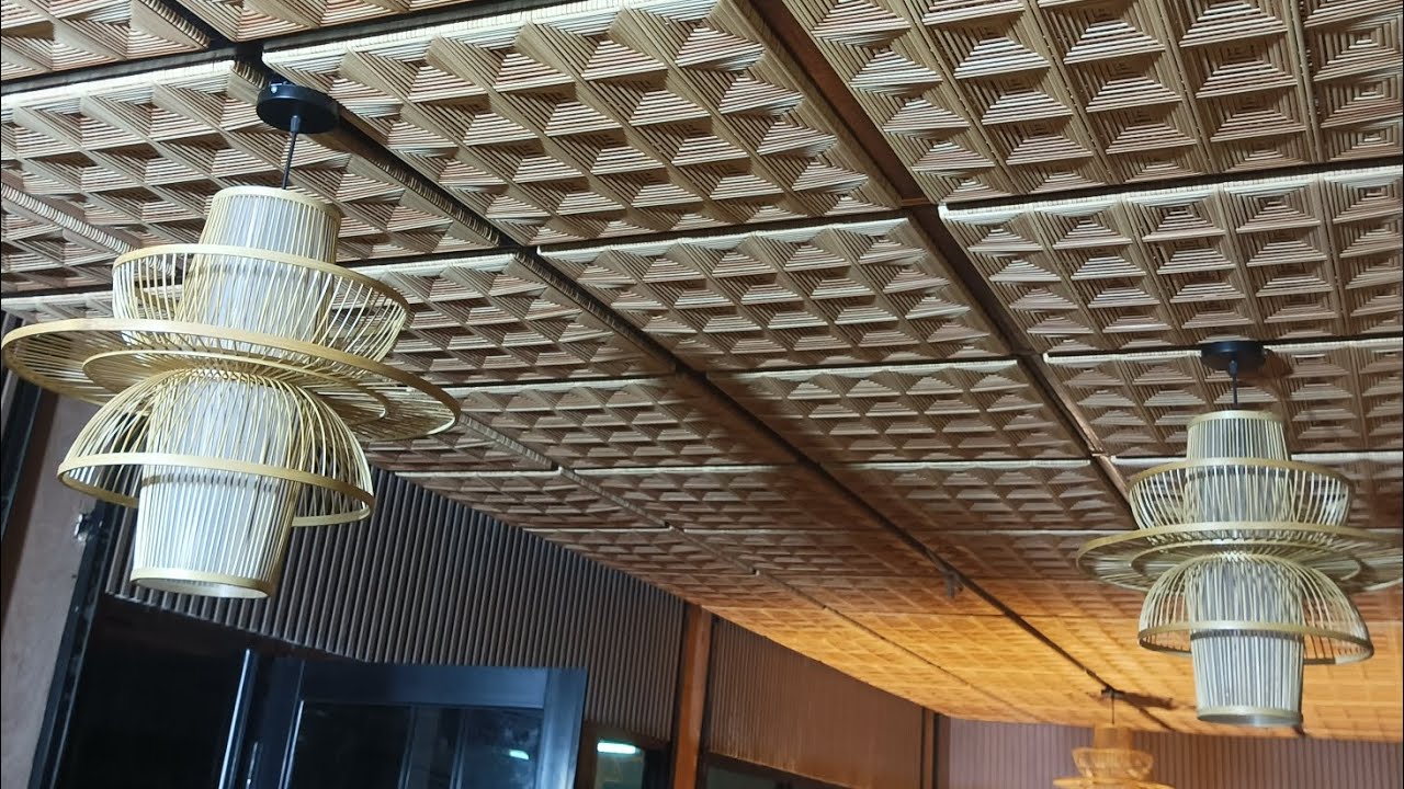 proses pembuatan plafon rotan synthetic projek DPR RI Jakarta pusat ...
