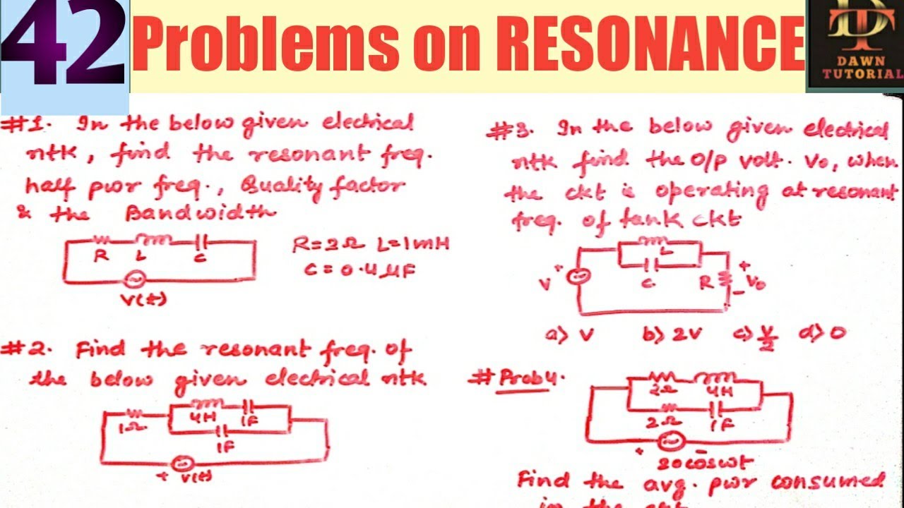 Lec-42 Problems on RESONANCE | parallel , series , tank , parallel ...