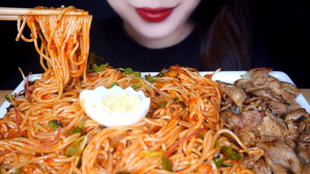 ASMR 비빔국수 불고기 Bibim Noodle Bulgogi 먹방 MUKBANG EATING SOUNDS - YouTube