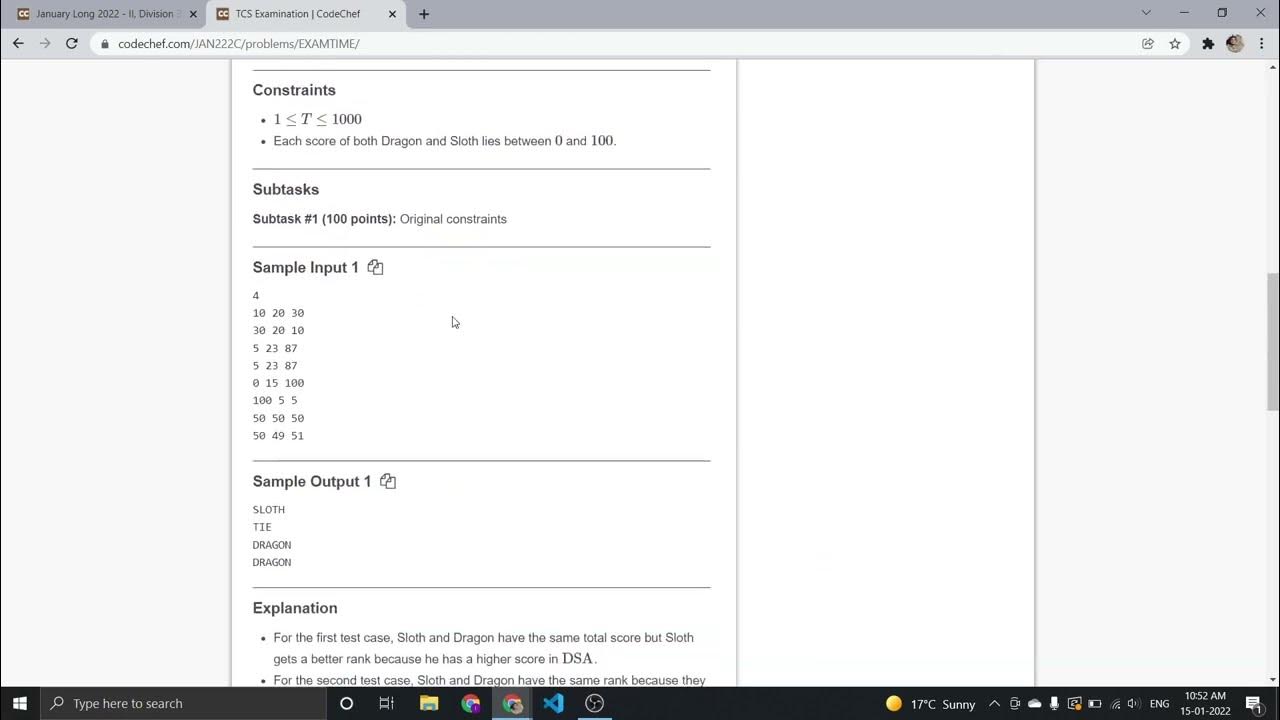 Tcs Examination Solution Codechef January Long Challenge Youtube