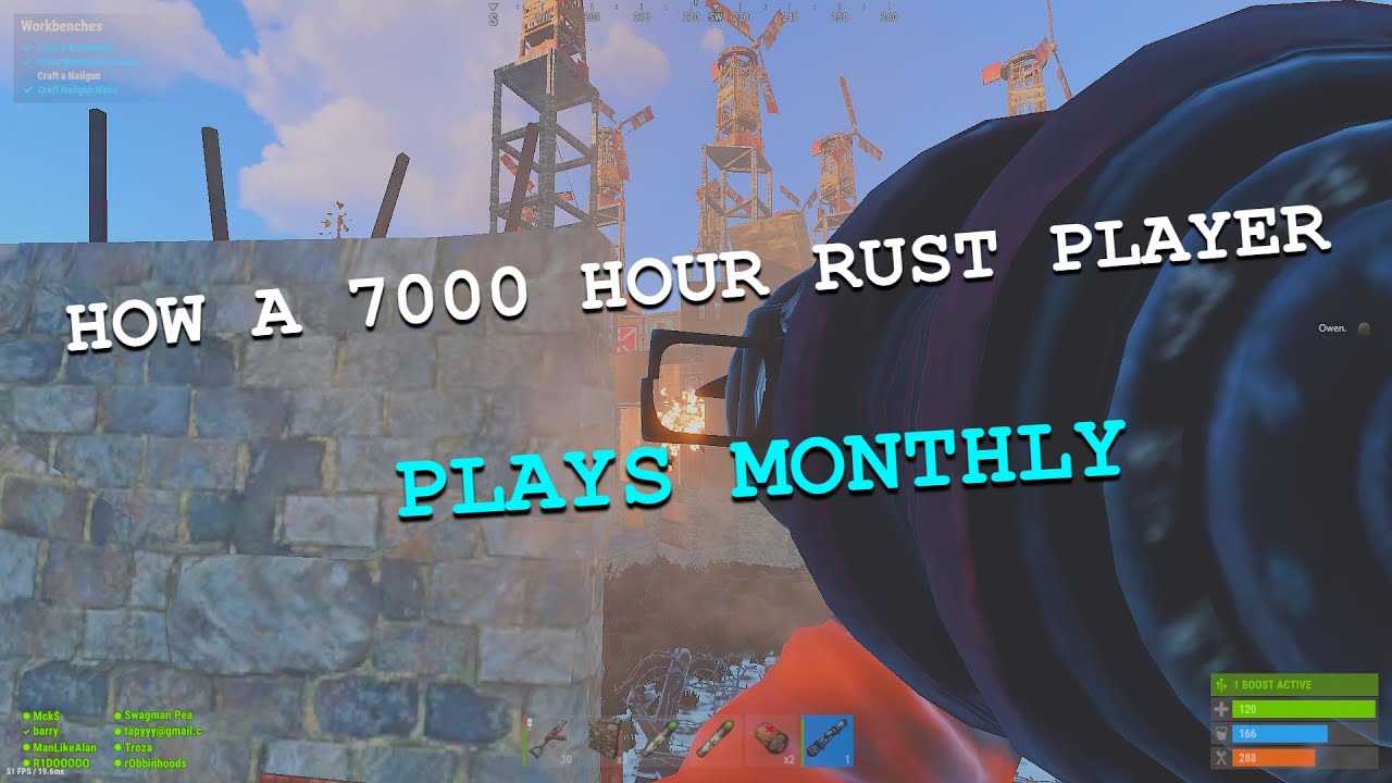 HOW A 7,000 HOUR RUST PLAYER PLAYS MONTHLY!! / 100 ROCKET RAID(S ...