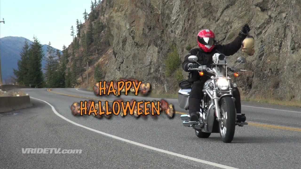 Biker with ZOMBIE head on a hook motorcycle ride - YouTube