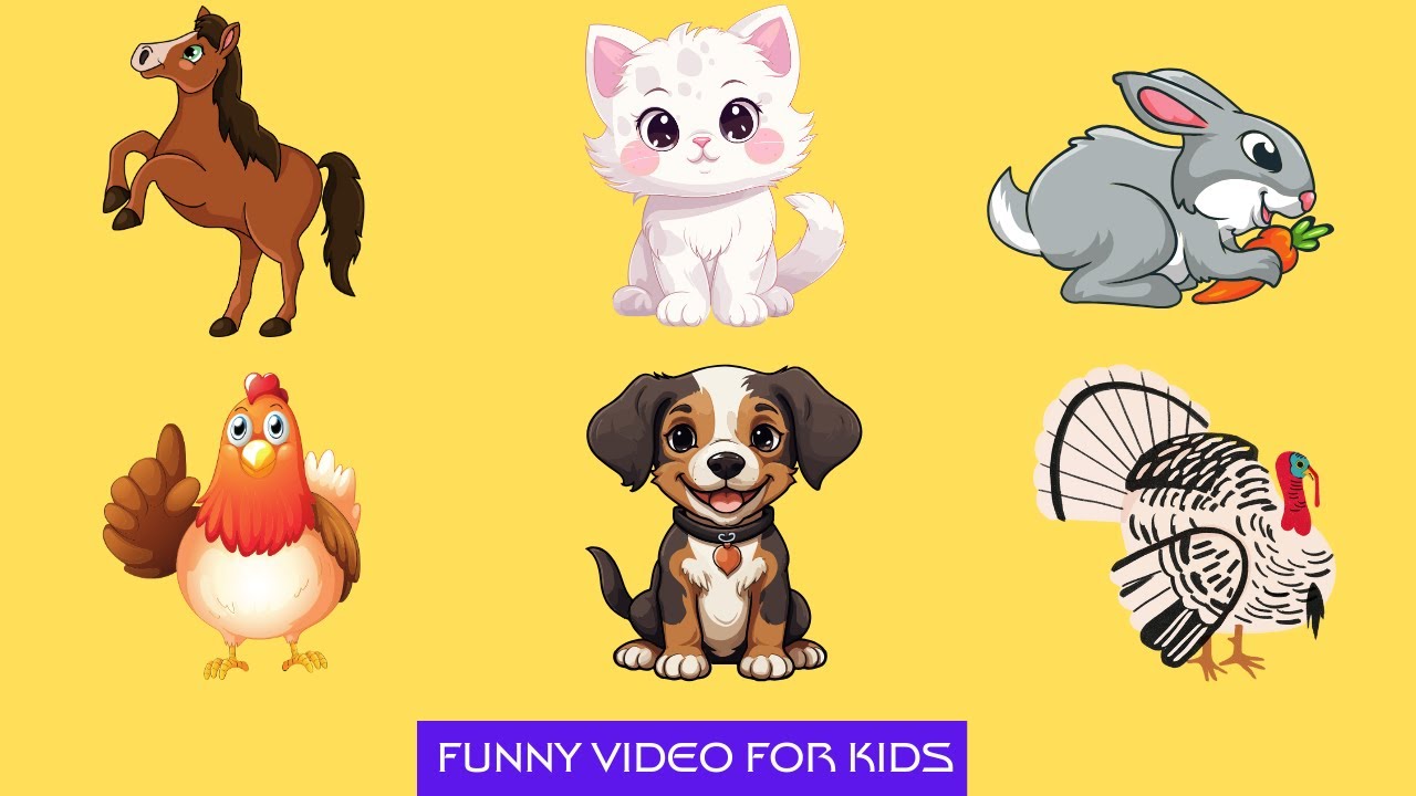 animals and funny sounds || 6 Types of animals for Children: horse, hen ...