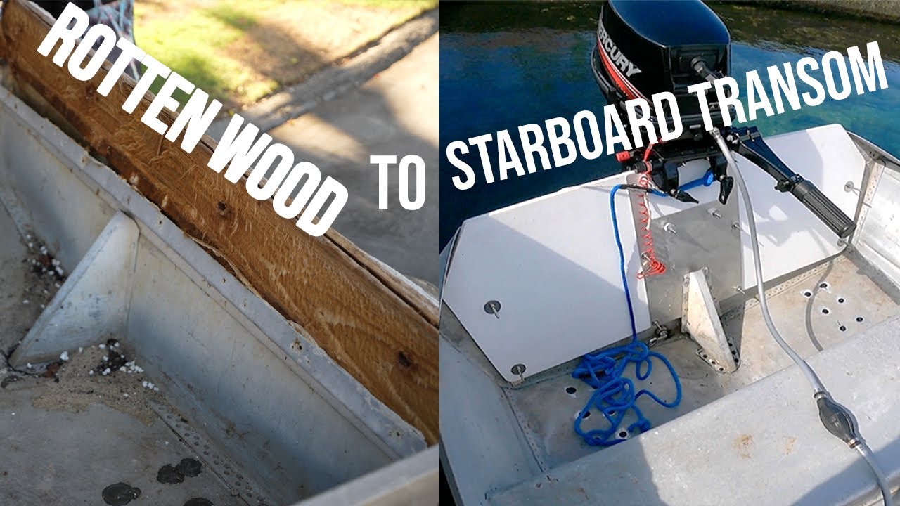 transom rebuild + fixing leaks || starcraft project boat - YouTube