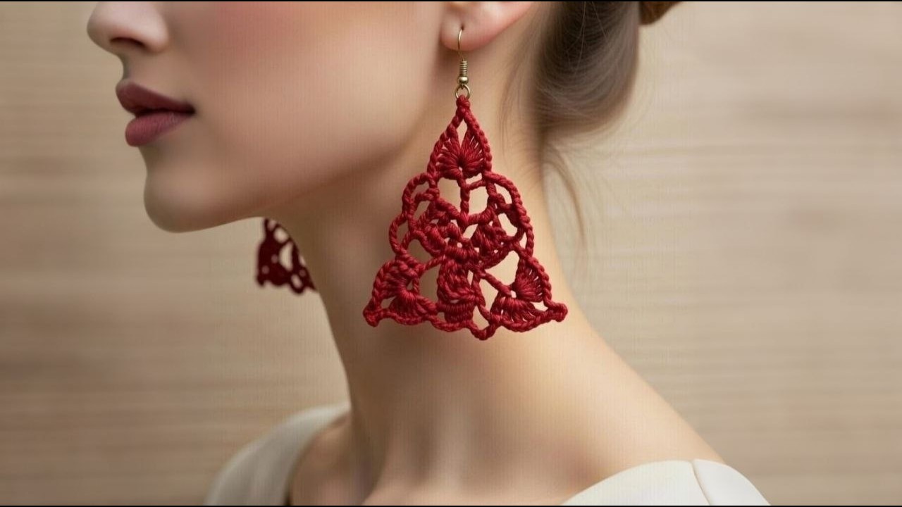How to make crochet triangle earrings ( Right - Handed ) with the ...