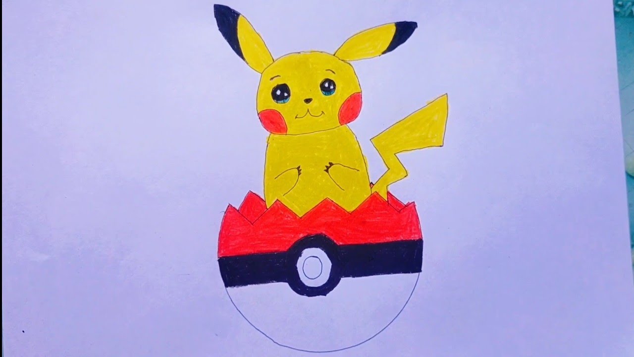How to Draw Pikachu in Pokeball Easter Egg with Coloring - YouTube