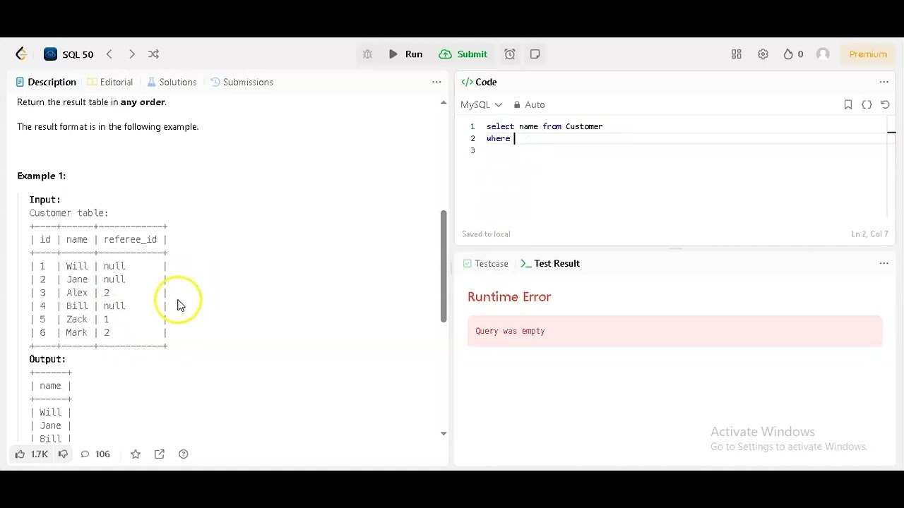 Sql 2 Find Customer Referee Leetcode Youtube