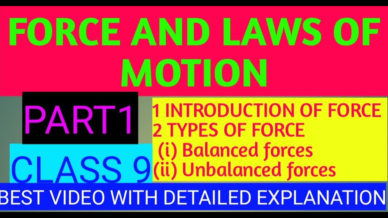 Force And laws of motion class 9 || part1 introduction and types of ...