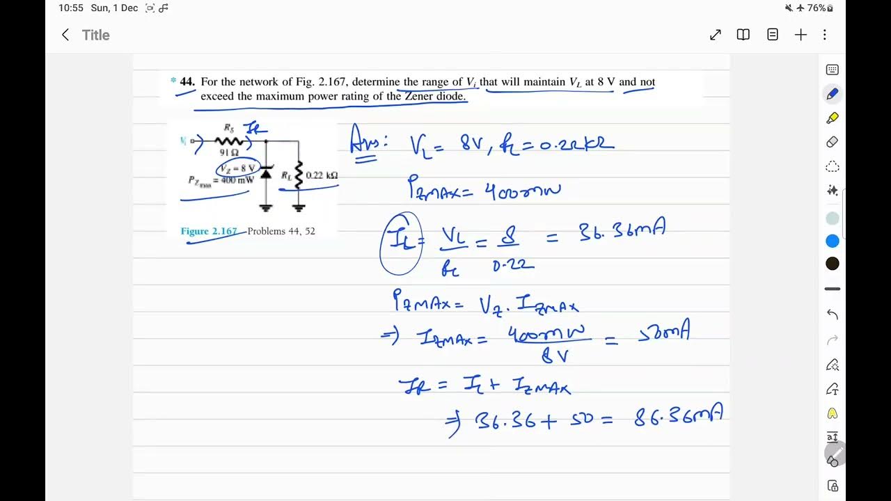 Solution|Q.44|Chapter 2|Zener diode|Robert boylestad Electronics book - YouTube