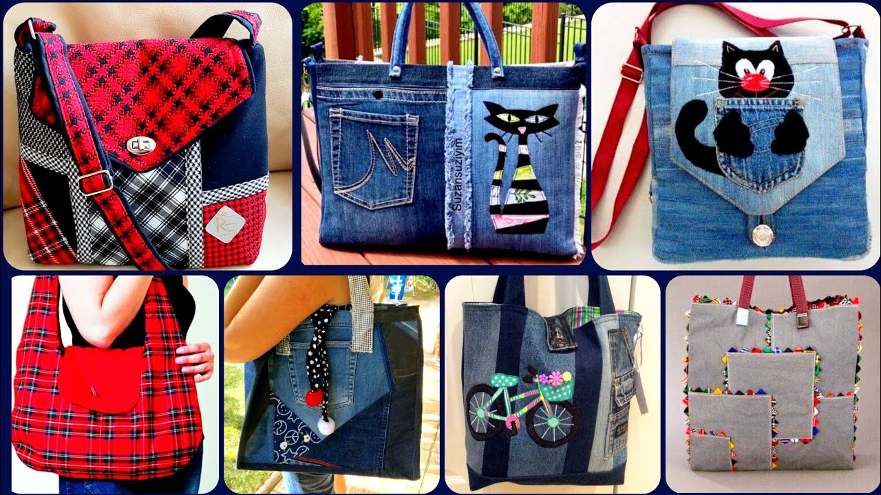 Latest & Demanding Denim Handmade Old pants Recycled Tote #upcycling ...