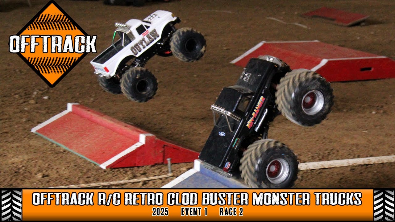OffTrack RC Monster Truck Racing - Event 1 Race 2 - RETRO Class - YouTube