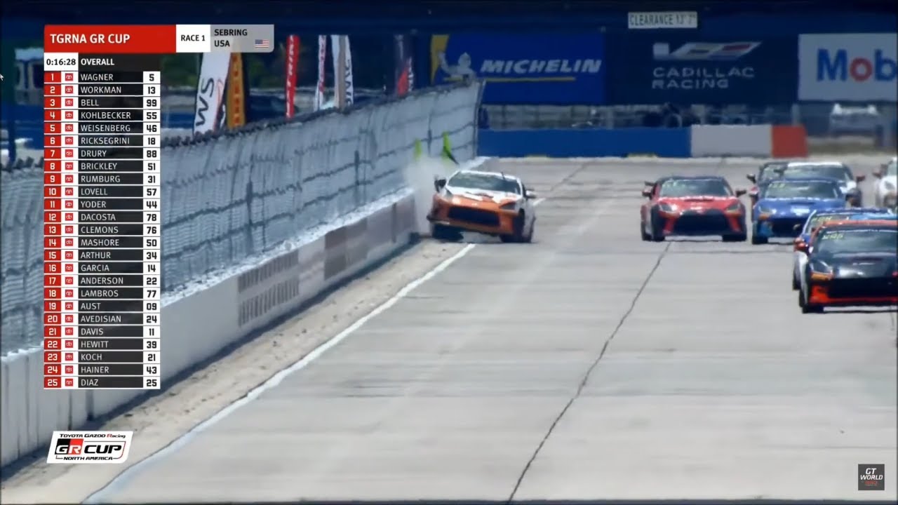 Toyota Gr 86 Hard Restart Crash Into The Wall At Sebring Youtube