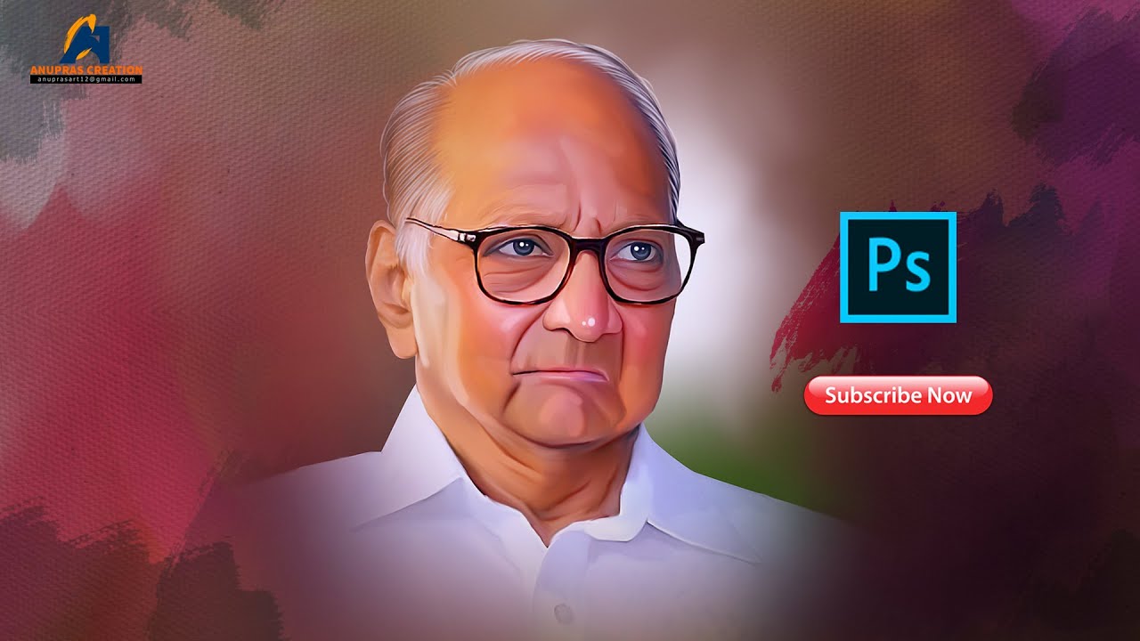 Sharad Pawar Saheb Digital Painting In Photoshop | Smudge painting ...