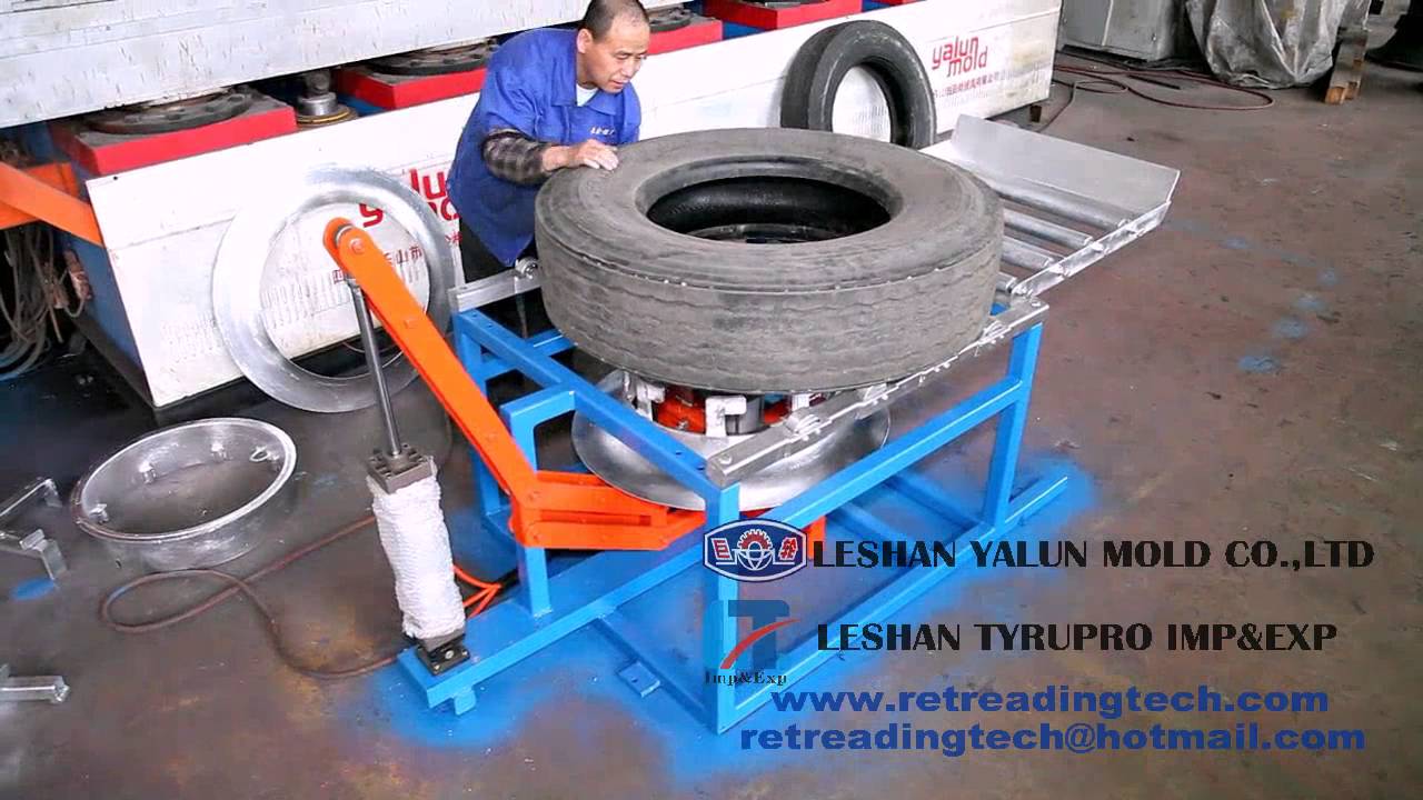 A steel rim loader/ unloader for retreading truck/ bus tires - YouTube