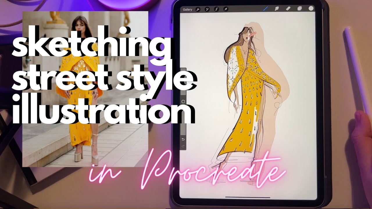 Fashion illustration in Procreate / Real time sketching street style ...