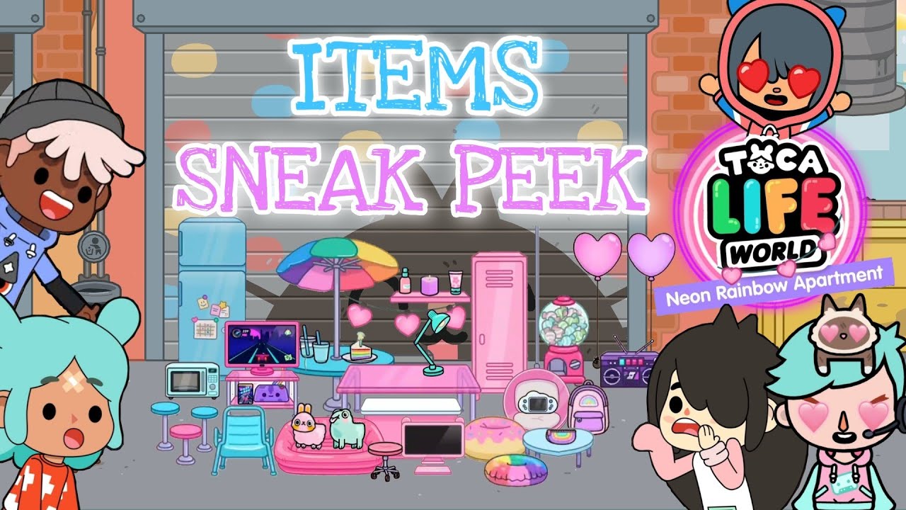 Toca Life World: Items Sneak Peek in New Neon Rainbow Apartment - YouTube
