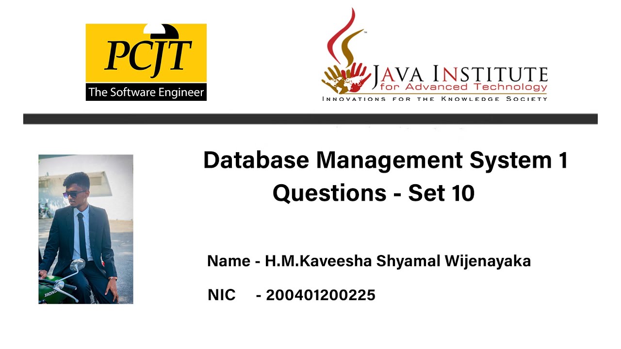 Question Set 10 Database Management System Java Institute Youtube