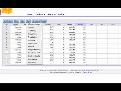 Making a contingency table in StatCrunch - YouTube