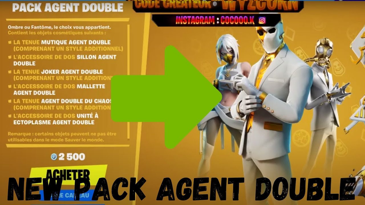 *NEW* PACK AGENT DOUBLE BOUTIQUE 10 JUILLET 2020 FORTNITE BATTLE ROYAL ...
