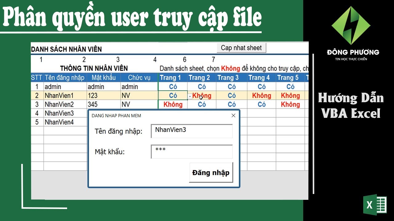 Cách Phân Quyền User truy cập các sheet trong file Excel | VBA cơ bản đến nâng cao - YouTube