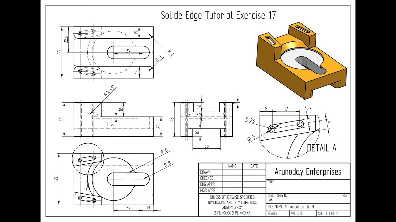 Solid Edge I Tutorial I Exercise 17 I Solid edge beginner - YouTube