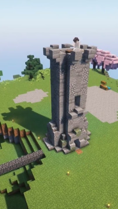 how to build stone tower in minecraft - YouTube