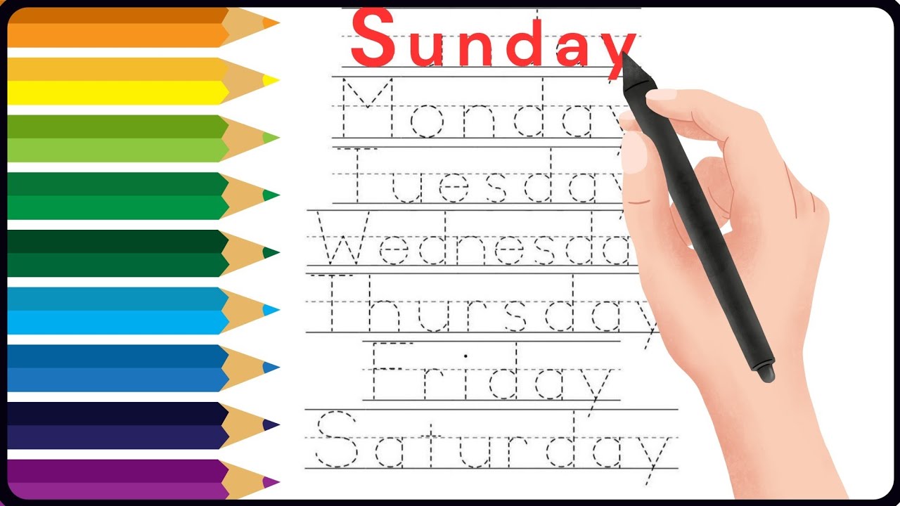 Weeks Name | 7 Days Name | Sunday Monday With Spelling | Easy Learn ...