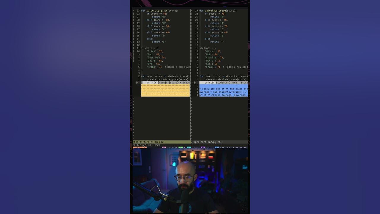 File diffs without git: vimdiff - YouTube